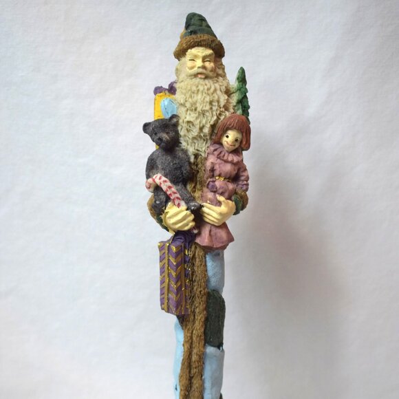 Holiday | Vintage Skinny Santa Claus In Blue Green Suit With Doll And ...